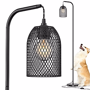 A ANTEN Industrial Floor lamp, Metal Standing Lamps for Living Room, 63 Inch, Modern Tall Lamp for Reading, E26, Mid Century Corner Lamp with Foot Switch, Black Floor Light for Bedrooms, Office, Home