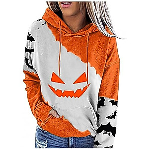 nisorays Halloween Sweatshirts for Women Y2k Hoodie Bat Print Hoodies Y2k Pullover Sweatshirts for Teen Girls Long Sleeve Crop Tops for Women Womens Clothes Trendy Women Outfits Watermelon Red L