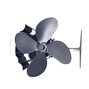 UXZDX CUJUX 4 Blades Black Fireplace Heat Powered Stove Fan Heat Self-Powered Log Wood Stove Top (Color : Black, Size : 230 * 140 * 75mm)
