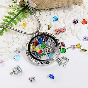 Happy 13th Birthday Gift, Floating Charms Memory Locket, Diy Stainless Steel Pendant Necklace with Birthstones for Niece Daughter Granddaughter Cousin Best Friend Sister Classmate