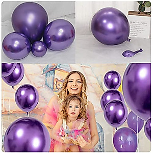 Metallic Purple Balloons-Thickened 86Pcs Chrome Purple Balloons Different Sizes 5/10/12/18 inch Purple Balloon Garland Arch Kit for Birthday Wedding Halloween Christmas Anniversary Party