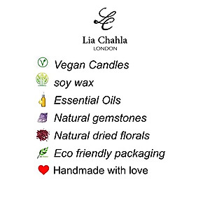 LIA CHAHLA LONDON Luxury ‘Self-Love’ Rose Quartz Candle 6 oz – Scented English Rose Candle – Hidden Gem Candle Infused w/Essential Oils – 100% Soy Candle (Self Love/Rose - Rose Quartz, 6 Oz)