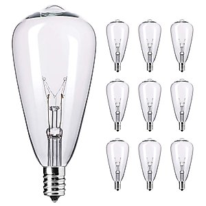 Romasaty 10-Pack ST35 Light Bulbs Replacement Edison Clear Bulbs -5 Watts C7/E12 Screw Base for Indoor/Outdoor Patio String Lights