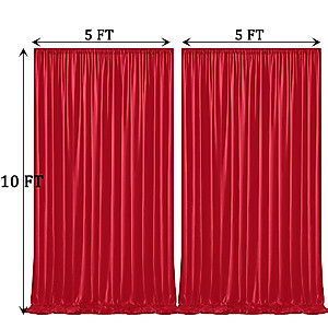 10ft x 10ft Wrinkle Free Red Backdrop Curtains for Parties, Polyester Photo Backdrop Drapes 2 Panels 5x10ft for Weddings Birthday Party Christmas Photography Background