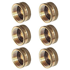 HQMPC Garden Hose Cap with Washer Brass Hose End Garden Hose Connector Brass Cap 3/4" NH 6Pcs Garden Hose Female Fitting Cap