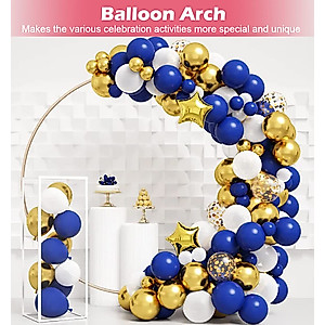 Queension Extra Large Wedding Arch for Ceremony 7 Ft, Metal Balloon Arches Backdrop Stand with Metal Base for Party Supplies, Outdoor Garden Trellis for Climbing Plant, Round Frame, Gold