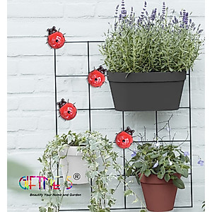 GIFTME 5 Metal Garden Yard Art Decorative 4 Pack Ladybugs Outside Garden Wall Sculptures(RED)