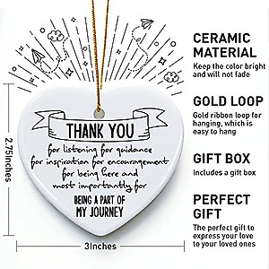 Thank You Gifts, Thank You for Being a Part of My Journey, Ornament Keepsake Sign Heart Plaque Thank You Gift, Appreciation Gifts for Women Men Friends Sister Coworkers Teachers Boss Colleague