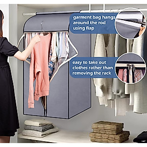 SLEEPING LAMB 43'' Garment Bags for Closet Storage with Zippers Completely Closed Wardrobe for Hanging Clothes Suits Coats Cover, 2 Packs, Grey(Hanging Rod Not Included)