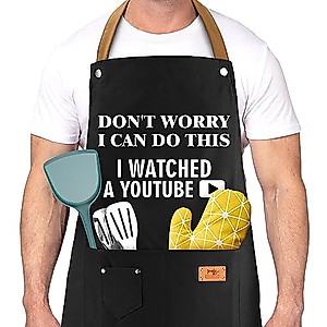 Birthday Gifts for Men, Gifts for Husband from Wife, Gifts for Boyfriend Dad, Grilling Aprons with Adjustable Neck Strap, Chef Cooking Apron Gifts for Father's Day, Gifts for Women Mom, Christmas