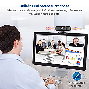 NetumScan AutoFocus HD 1080P Webcam with Dual Microphone & Privacy Cover, Business Webcam USB Web Camera with Wide Angle for Desktop or Laptop Streaming/Video Conferencing/Online Learning (60FPS)