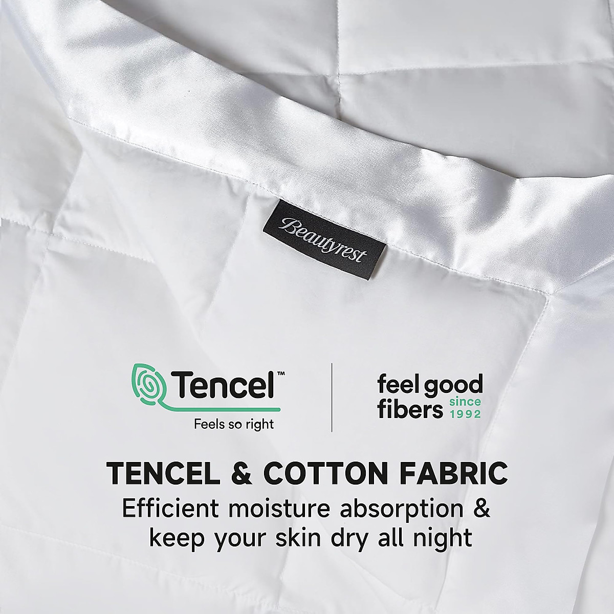 Beautyrest Tencel™ Lyocell/Cotton Blend Blanket, Breathable RDS White Down Blanket, 650 Fill Power Oversized Blanket, Light Warmth Bed Blanket with Silky Flange Binding