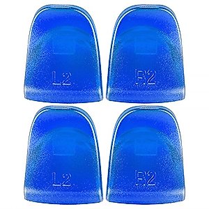 eXtremeRate Clear Blue 2 Pairs L2 R2 Buttons Extention Trigger for PS4 Controller, Game Improvement Adjusters Extenders for PS4 Controller JDM-030