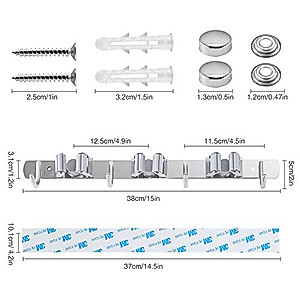 Rose Kuli 2 Pack Mop and Broom Holder, Wall Mounted Organizer Mop and Broom Storage Tool Rack with 6 Ball Slots and 8 Hooks for Garage, Garden, Laundry Room