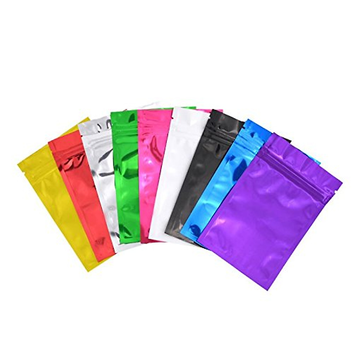 100PCS Metallic Foil Open Top Sealable Bags Double-Sided Color Mylar Foil Flat Heat Sealable Sample Zipper Bag Durable Food Storage Bag With Tear Notches Pouches Bag For Candy Tea Sugar(4"x6")