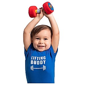 WOD Toys® Baby Dumbbell Plush Dumbell with Rattle & Sensory Sounds – Safe, Durable Fitness Toy for Newborns, Infants and Babies (1)