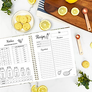 Recipe Book To Write In Your Own Recipes - Blank Family Cook Book Journal to Create Your Own DIY 100 Page Cookbook - Spiral Bound Recipe Organizer, Empty Recipe Notebook with Hardcover & Thick Paper