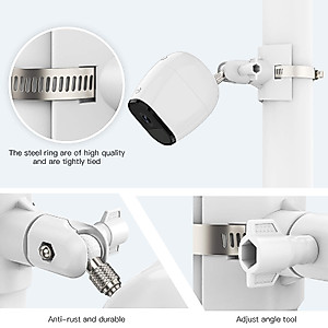 Universal Outdoor Camera Mount for Arlo Pro 5SS/Pro 4/Pro 3/Ultra 2/Essential XL,for eufyCam 2C/2C Pro and More 1/4’’ Camera, Fits 1.96-7.87’’ Pole No Drill(White, 2 Pack)