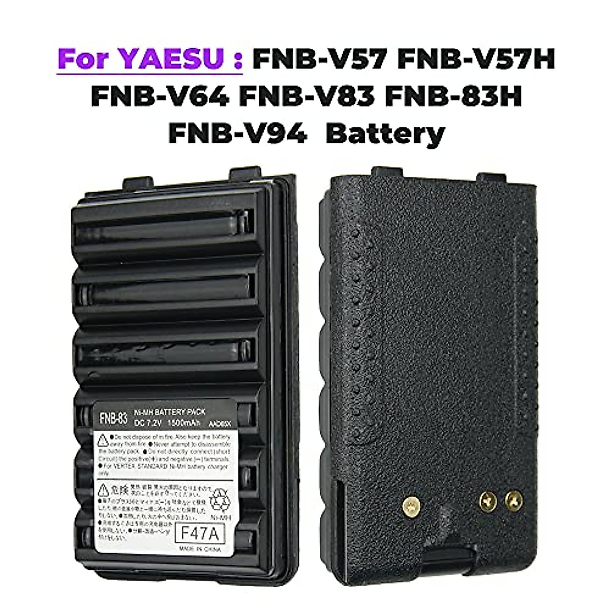 Vineyuan 7.2V 1500mAh FNB-V83 Replacement Battery for Yaesu Vertex VX-410 VX-420 VX-417 VX-160 VX-168 VX-428 VX-429 VX-250 FT-60R FT-250R Two Way Radio Battery
