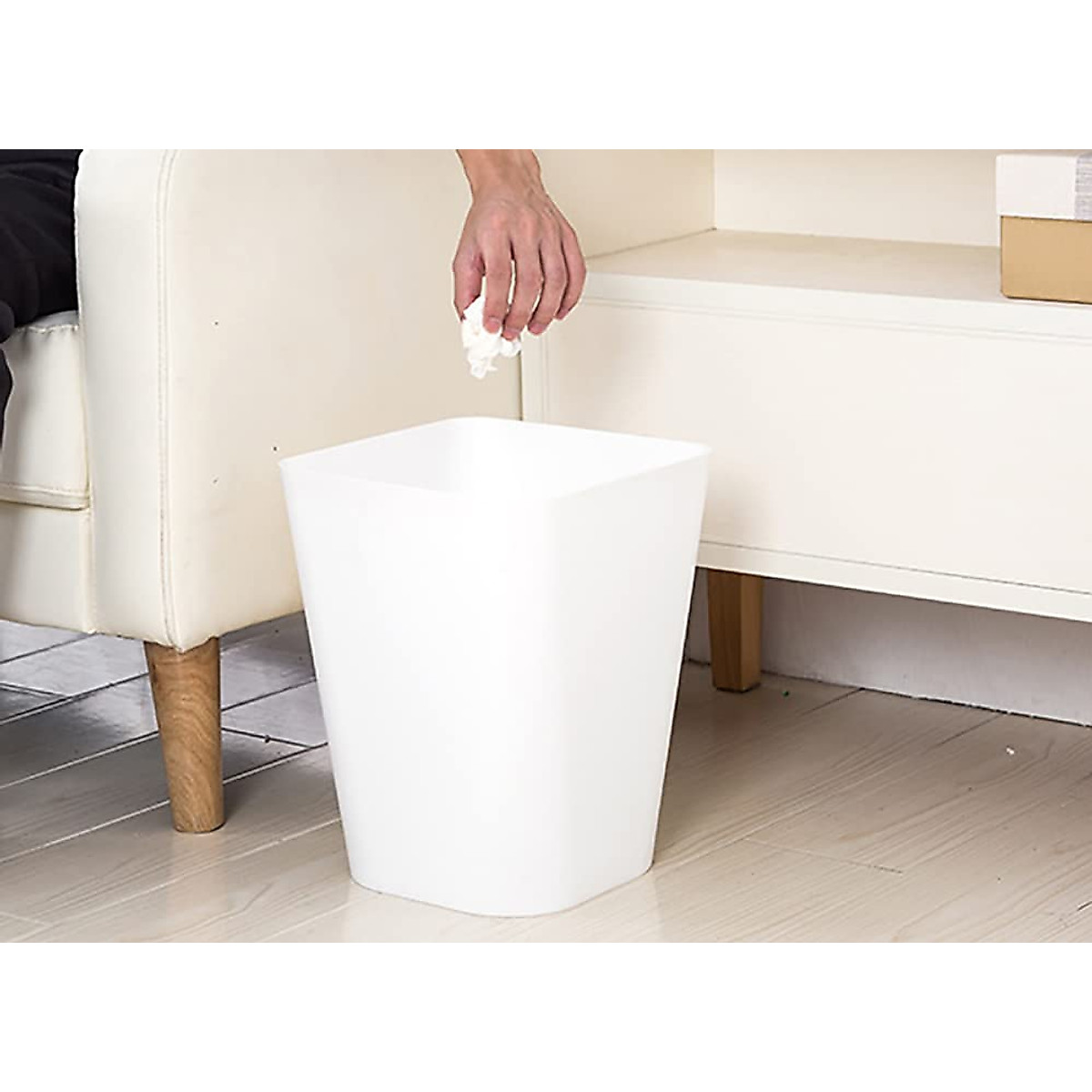 Lawei Set of 3 Plastic Small Trash Can - 1.6 Gallon Square Wastebasket Garbage Can for Home Kitchen Office Bathroom