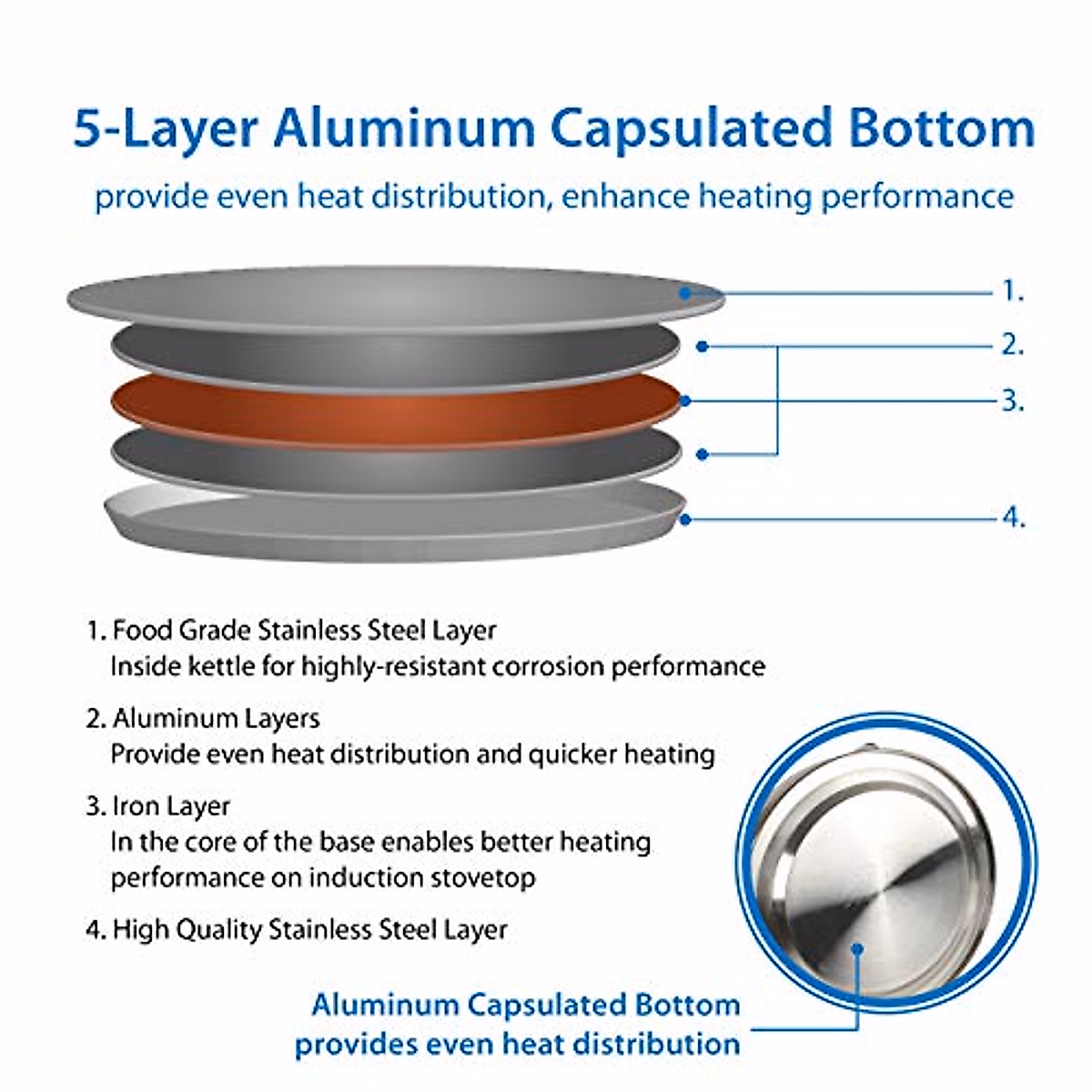 Evco International 77061 Nobili 2.0 Qt. Stainless Steel Tea Kettle with Removable Infuser Basket, quart, Opaque Black, 2.0 quart