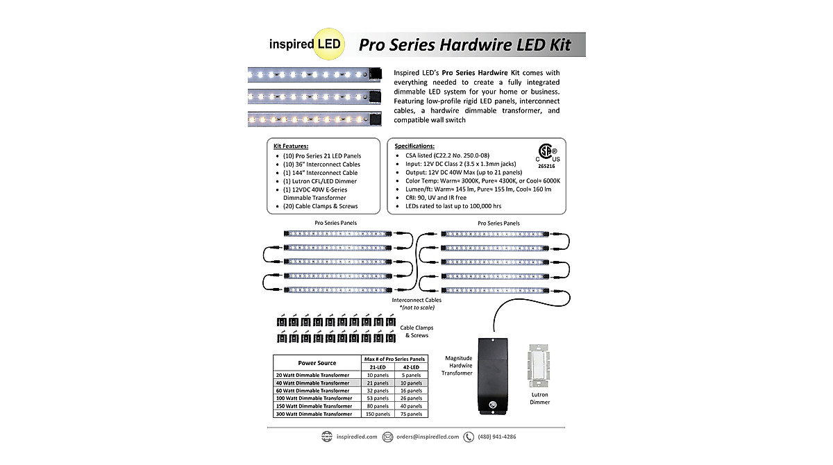 12V LED Hardwire Kitchen Light Kit Dimmable LED System Included Pure ...