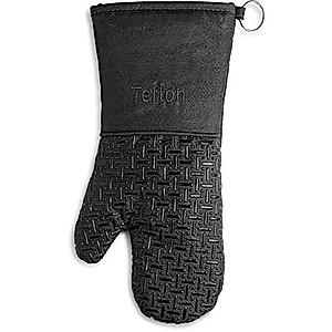 Xlnt Extra Long Oven Mitts (Black) | Teflon EcoElite Water Repellent | Heat Resistant for Oven Cooking, Grill & BBQ | Non Slip Gloves with Teflon EcoElite Finish, Cotton Lining & Hanging Loop