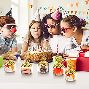 Mezchi 24 Pack Clear Favor Boxes with Gold Dome Lids, Plastic Dome Shaped Wedding Party Favor Candy Box, Decorative Candy Storage Containers for Chocolate, Cakes, Desserts, Snacks, Macaroons…