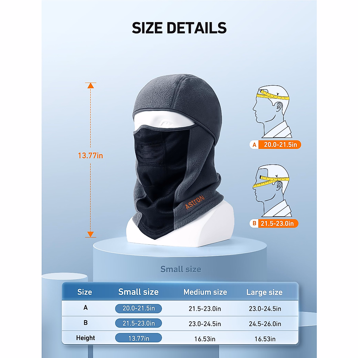 AstroAI Balaclava Ski Mask Winter Fleece Thermal Face Mask Cover for Men Women Warmer Windproof Breathable, Cold Weather Gear for Skiing, Outdoor Work, Riding Motorcycle & Snowboarding,Gray