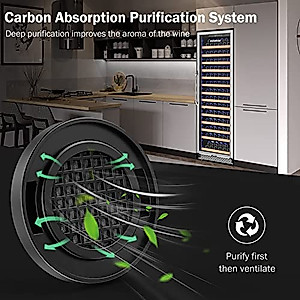 ROVRAk Advanced 24 inch Wine Cooler Refrigerator, 154 Bottle Large Capacity Frost Free Wine Fridge, Fashion Arc Handle with Digital Temperature Control Screen…