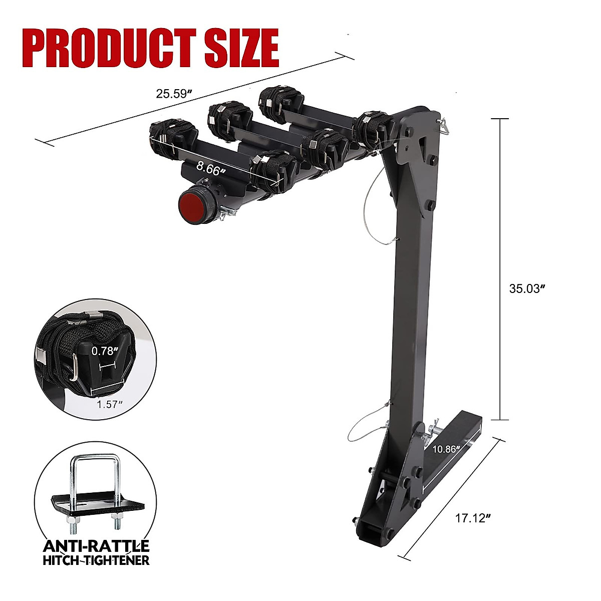 3-Bike Racks for 2 inch Hitch - Bicycle Carrier Racks Adjustable Cradles for All Bike with/Without Cross-Bar