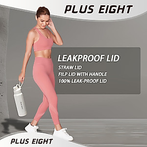 pluseight Sports Water Bottle, Insulated Water Bottle With Straw, Stainless Steel Water Bottle Wide Mouth for Sports, Gym or Office, BPA-Free Keep Cold 24H Hot 12H (White, 32 oz)