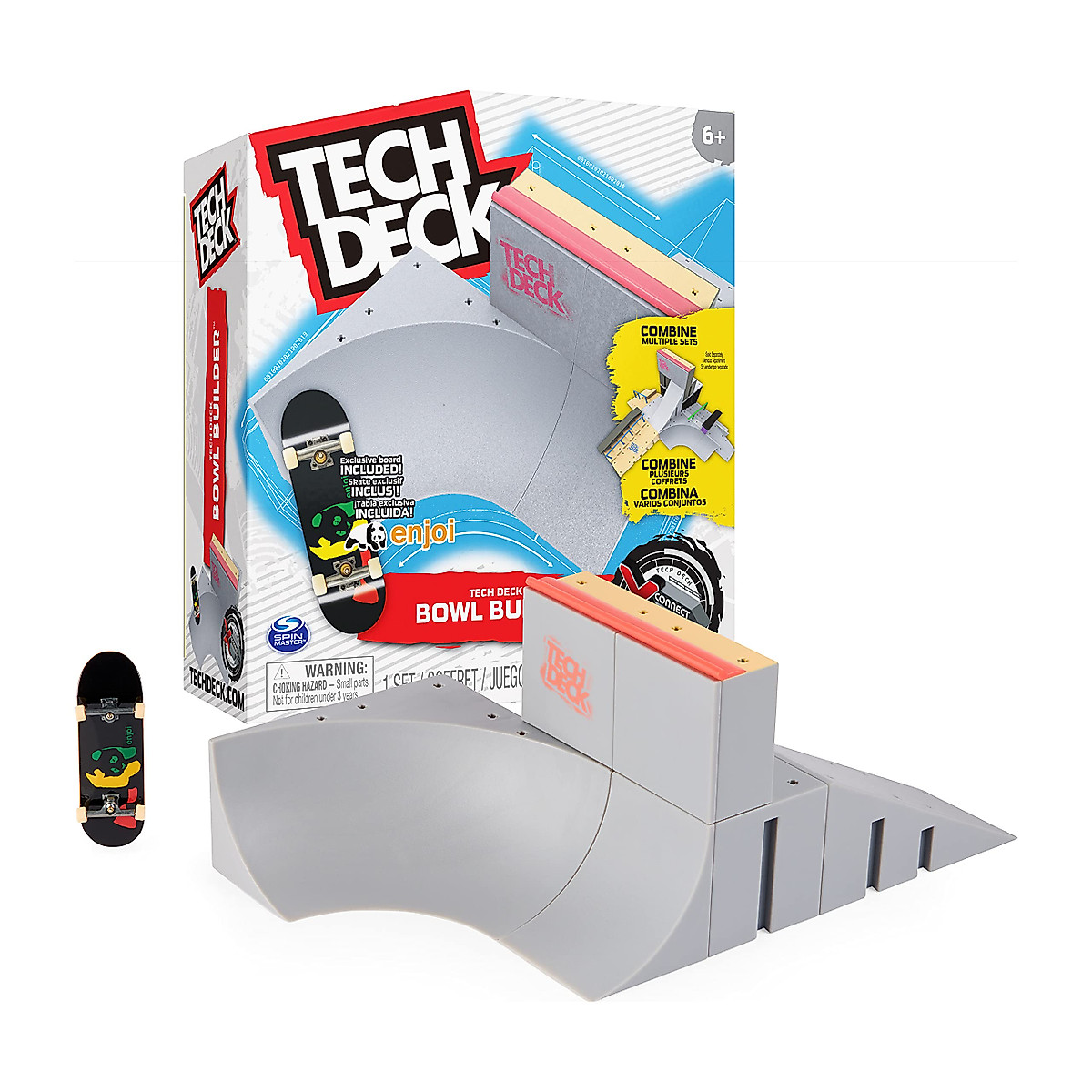 Tech Deck, Bowl Builder X-Connect Park Creator, Customizable and Buildable Ramp Set with Exclusive Fingerboard, Kids Toy for Ages 6 and up