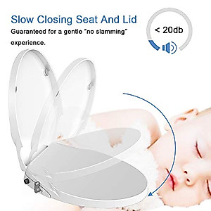 Toilet Seat Bidet Seat with Self Cleaning Dual Nozzles Non electric Separated Rear & Feminine Cleaning Natural Water Spray, soft close toilet seat,Easy DIY Installation