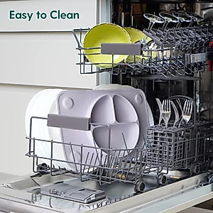 BABELIO Baby Plates with Suction, Silicone Suction Plate for Toddlers & Babies, Divided Dishes | Placemat Plate Design | 100% Silicone | BPA Free | Dishwasher Safe (Lilac Grey)