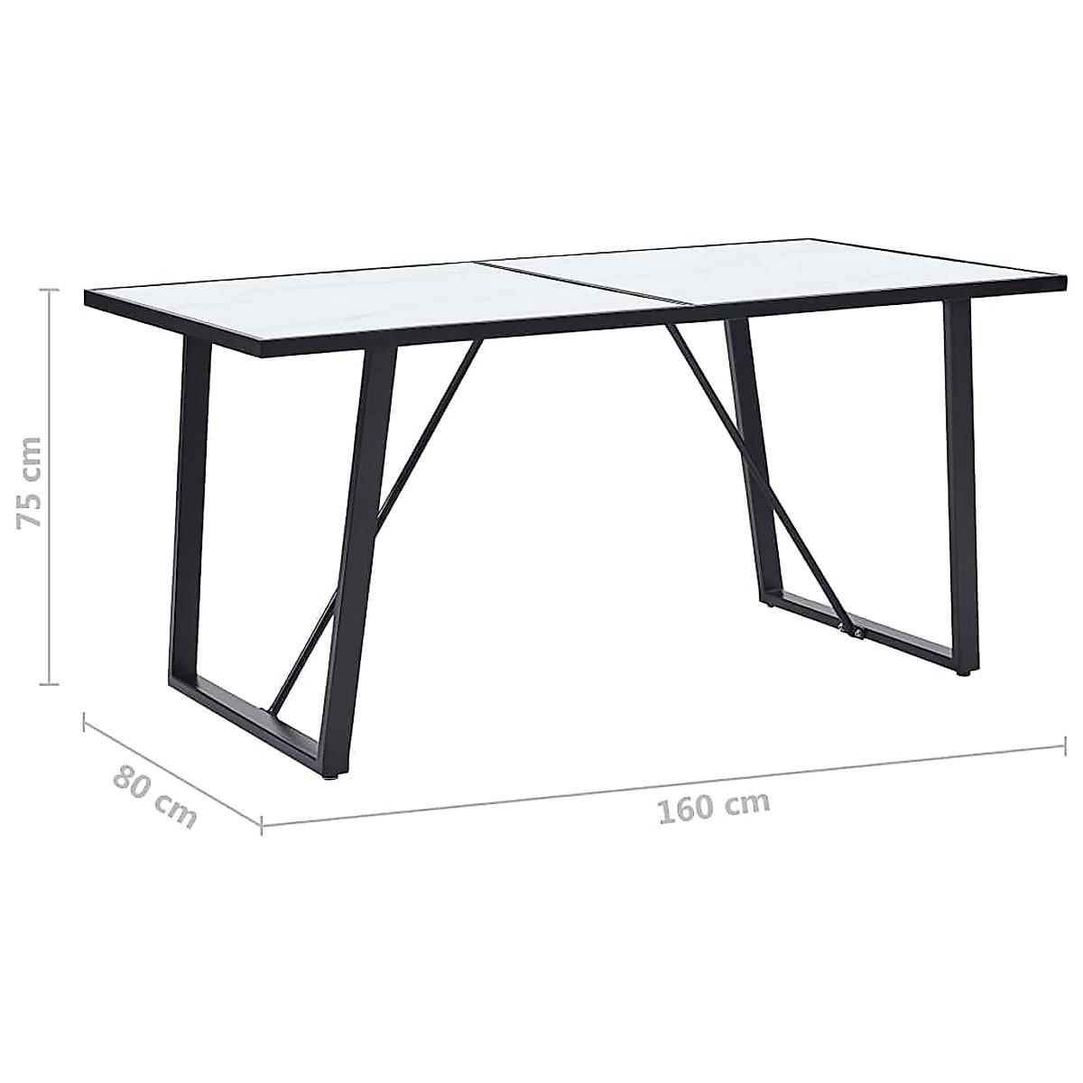 Dining Table,Living Room Table,Offic Table,Modern Coffe Table,Rectangle Bar Table,Conference Table,Perfect for Cafes,Living Room,Meeting Rooms, White 63"x31.5"x29.5" Tempered Glass