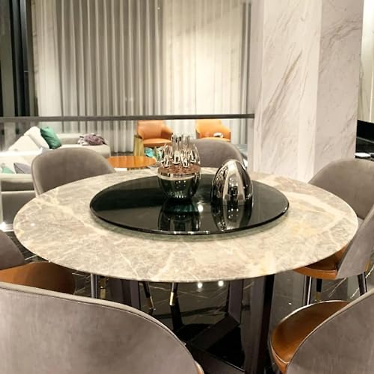 Lazy Susan for Dining Table, Tempered Glass Rotating Tray For Kitchen Dining Table, Heavy Duty Round Turntable, Glass Swivel Tray, for Dining Table Centerpiece ( Color : Gris , Size : 100cm (39inch) )