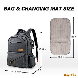 Hap Tim Multi-function Large Baby Diaper Bag Backpack with Stroller Straps, Insulated Bottle Pockets, Changing Pad (Dark Gray-5284)