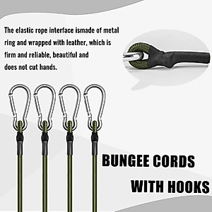 Bungee Cords with Carabiner Hooks 12 inch Heavy Duty Outdoor Camping Accessories Rope Elastic for Luggage Cargo Camping RV Hand Carts Oilcloth Binding 4 pcs