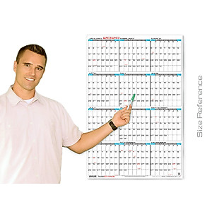 JJH Planners - Laminated - 24" X 36" Large 2024 Erasable Wall Calendar - Vertical 12 Month Yearly Annual Planner (24v-24x36)