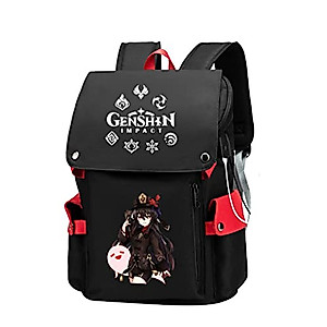 Yunbei Genshin Impact Backpack Hu Tao School Bags Klee Backpack Zhongli Bookbag Qiqi Laptop Daypack (Hu Tao, One Size)