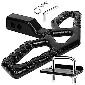 Eapele Tow Hitch Step for 2 inch Receivers, Solid Steel Construction Rust Free Powder Coated, 10,000lbs Rated Tow Strap Capacity