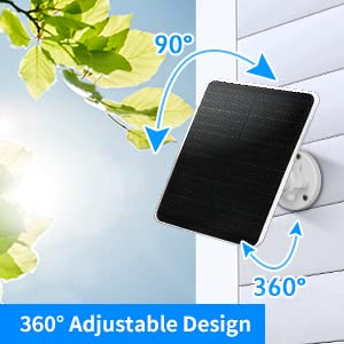 6W Solar Panel for Outdoor Security Camera,Compatible with Rechargeable Battery Powered Surveillance Camera, Micro USB Solar Panel for Wyze cam Outdoor,Adjustable Mounting Bracket (2 pack)
