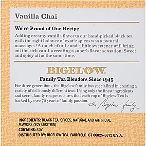 Bigelow Vanilla Chai Keurig K-Cup Pods Black Tea, Caffeinated, 12 Count (Pack of 6), 72 Total K-Cup Pods