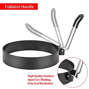 4 Pack Egg Ring, Stainless Steel Round Egg Cooking Rings Non-Stick Frying Egg Maker Molds, 4inch/10cm Egg Ring