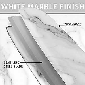 hecef Kitchen Knife Set with Marble Pattern, Non-stick Ceramic Coated Stainless Steel Blades with Protective Sheaths, Professional Chef Knife Set for Kitchen, Restaurant, Camping and Home