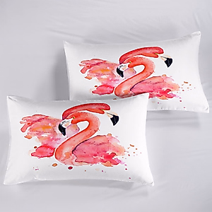 AILONEN Flamingo Duvet Cover Set King Size,Tropical Flamingo Pattern Bedding Set for Kids Boys Girls,Flamingo Pattern Comforter Cover Set,1 Quilt Cover 2 Pillowcases 3 Piece