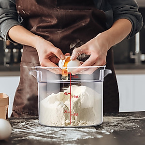 Suclain 4 Set 6 Quart 4 Qt Round Food Storage Containers with Lids Clear Proofing Container for Dough Bread with Scale Handle Home Restaurant Commercial Food Storage(Red)