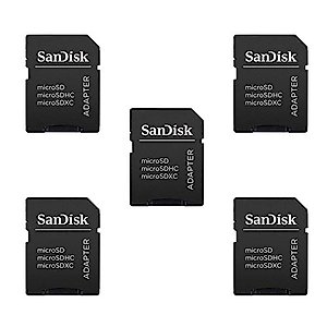 5 Pack -Sandisk MicroSD MicroSDHC to SD SDHC Adapter. Works with Memory Cards up to 32GB Capacity (Bulk Packaged).