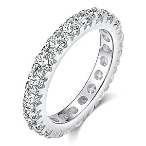 SecreTalk 2.2ct Moissanite Engagement Promise Ring for Women - Diamond Wedding Band 925 Sterling Silver D Color VVS with Certificate of Authenticity (6)